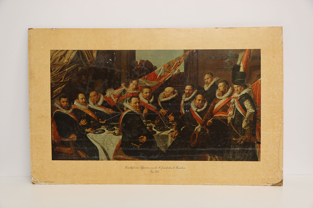 Prent Maaltijd van Officiëren van de St. Jorisdoelen te Haarlem